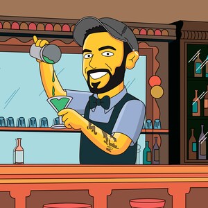 Bartender Gift - Custom Portrait as Yellow Cartoon Character ...