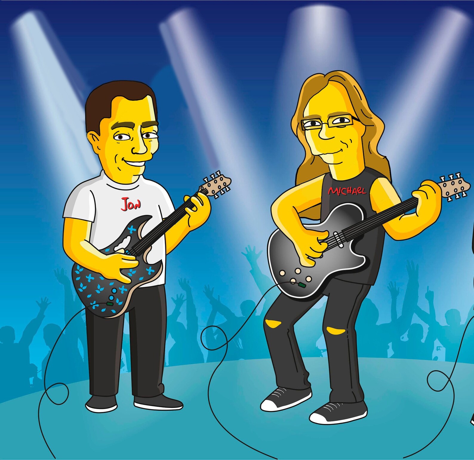Music Band Gift - Portrait as Cartoon Characters / Musicians Band Gift ...