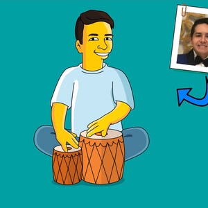 Custom Tabla Player Cartoon Portrait - Unique Musician Gift (digital ...