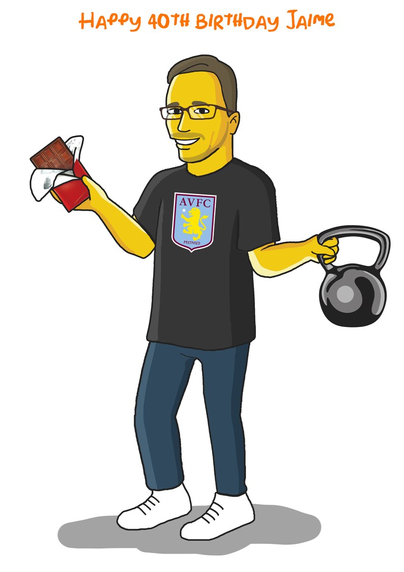 40th Birthday Gift Cartoon Style Portrait / 40th Birthday - Etsy