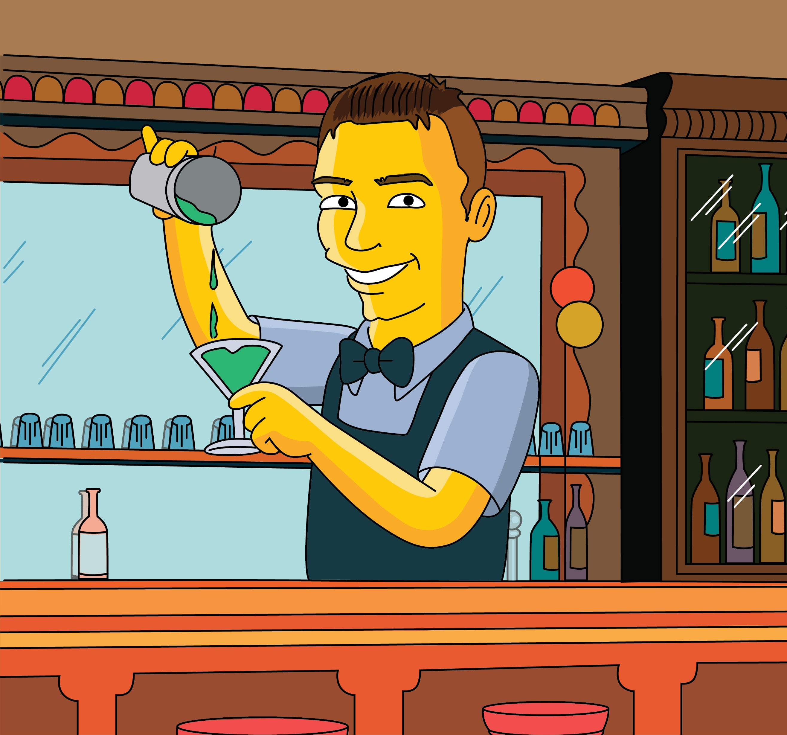 Bartender Gift Custom Portrait as Yellow Cartoon Character / | Etsy