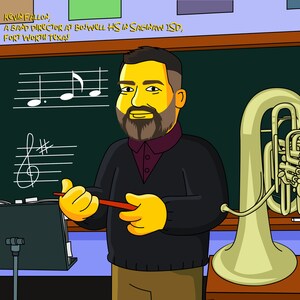 Band Director Gift - Custom Portrait From Photo as Yellow Cartoon ...
