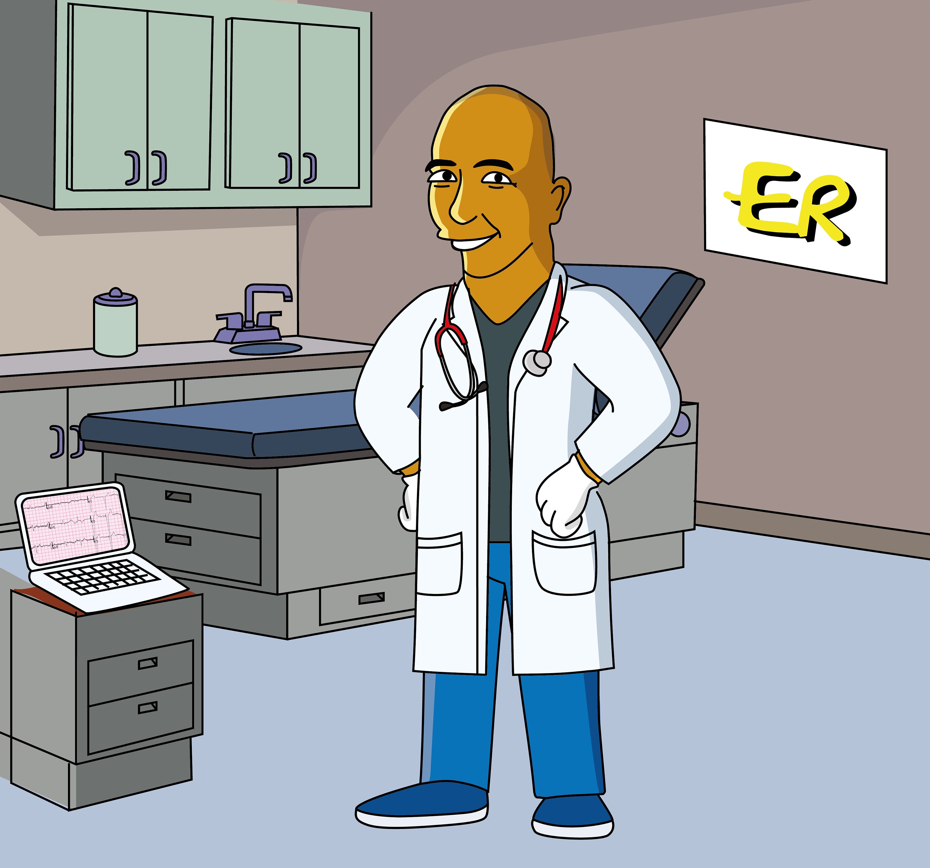 ER Doctor Gift - Custom Portrait as Cartoon Character / Intensivist ...