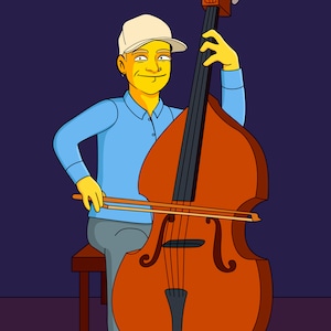 Upright Bass - Custom Portrait From Photo as Yellow Cartoon Character ...
