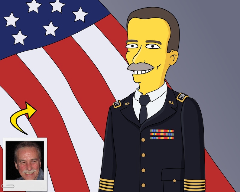 Colonel Gift Custom Portrait From Photo as Yellow Character - Etsy