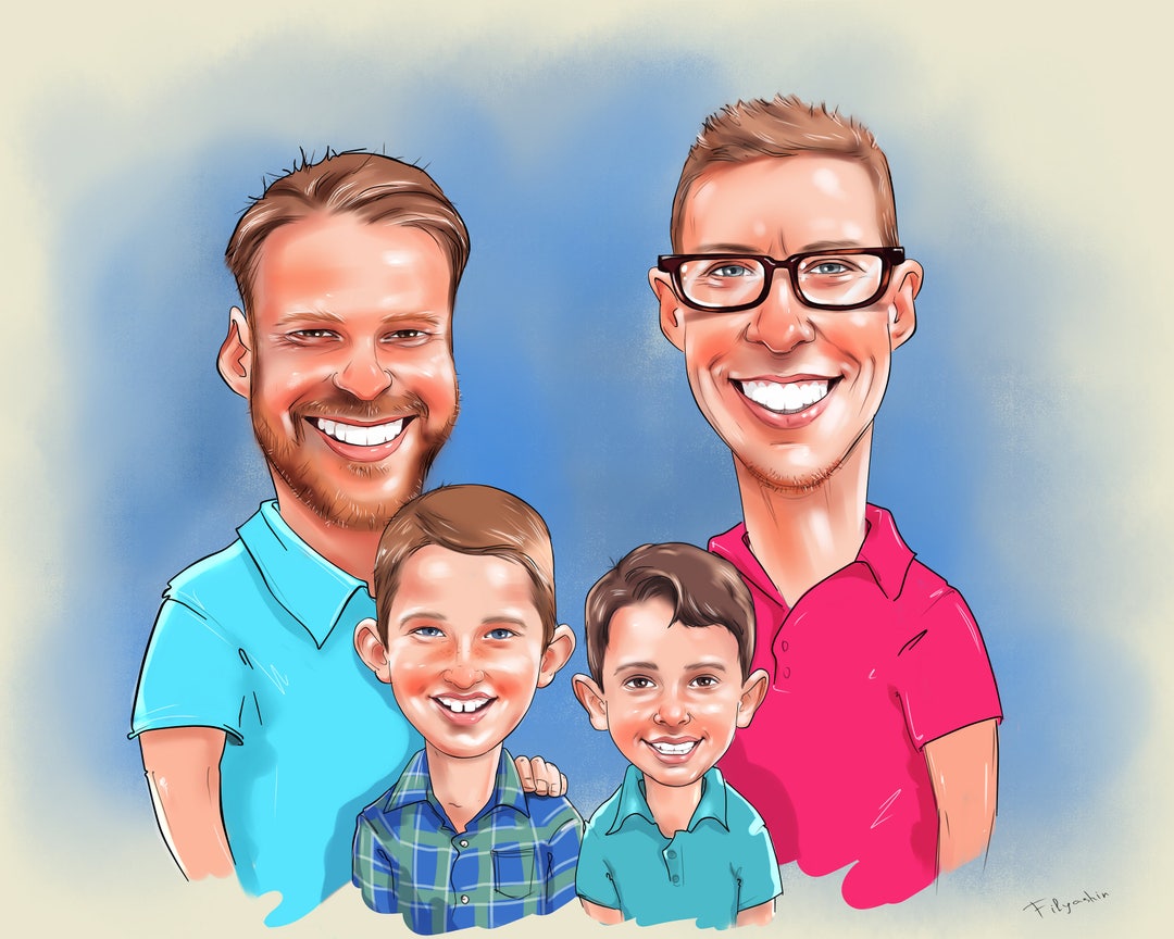 Custom Father Caricature Portrait: Unique Dad Gift (digital File) - Etsy