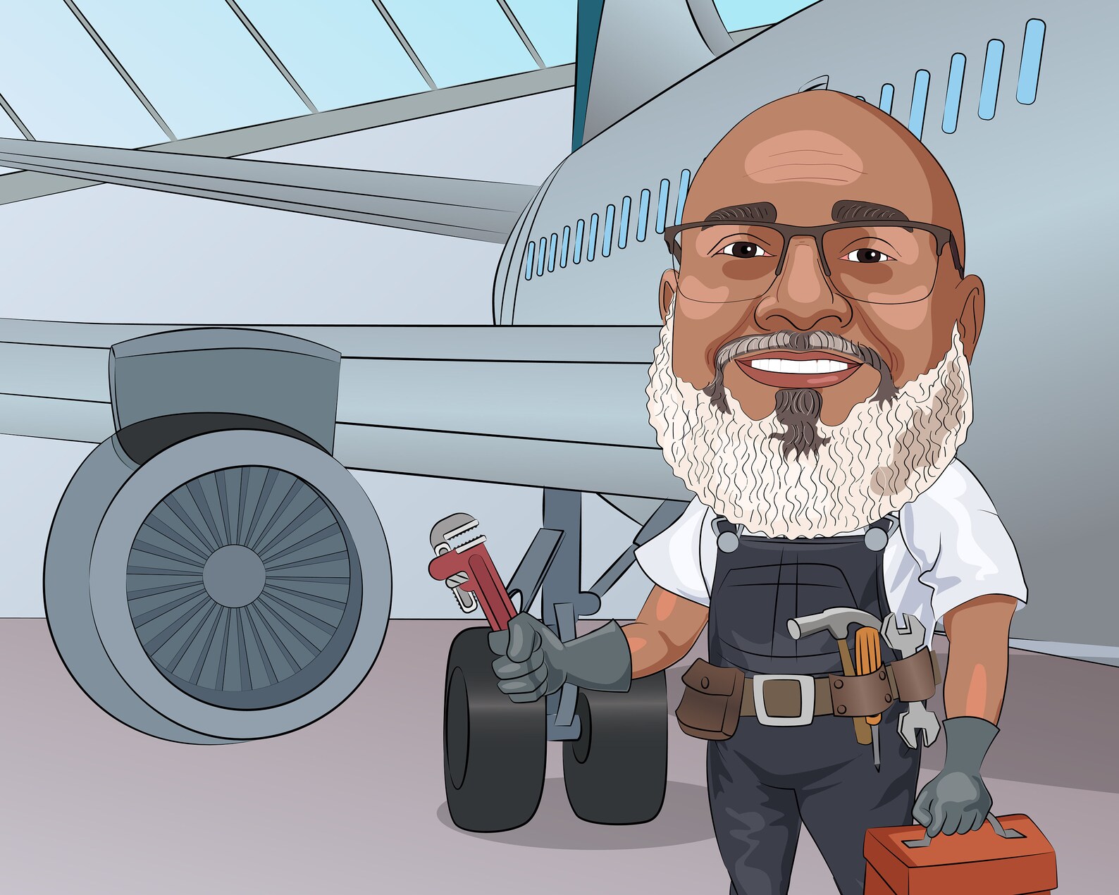 Aircraft Mechanic Gift Custom Caricature Portrait From Your Photo ...