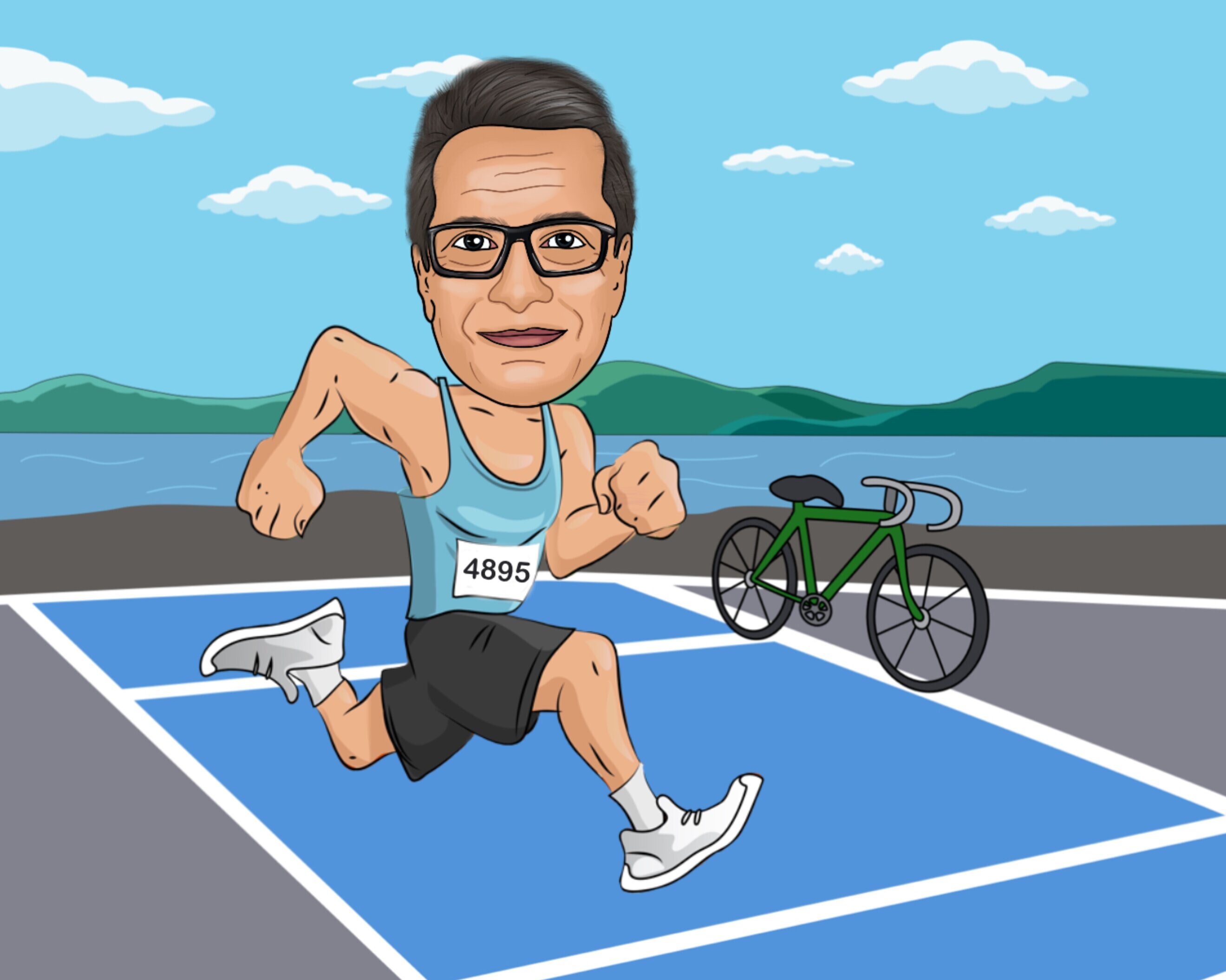 Custom Runner Caricature Portrait From Photo (digital File) - Etsy
