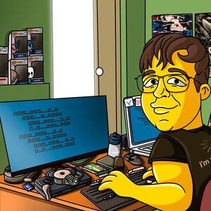 Computer Geek Gift - Custom Portrait as Cartoon Character / Computer ...