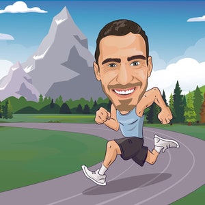 Running Gift - Custom Caricature Portrait From Your Photo / Runner Gift ...