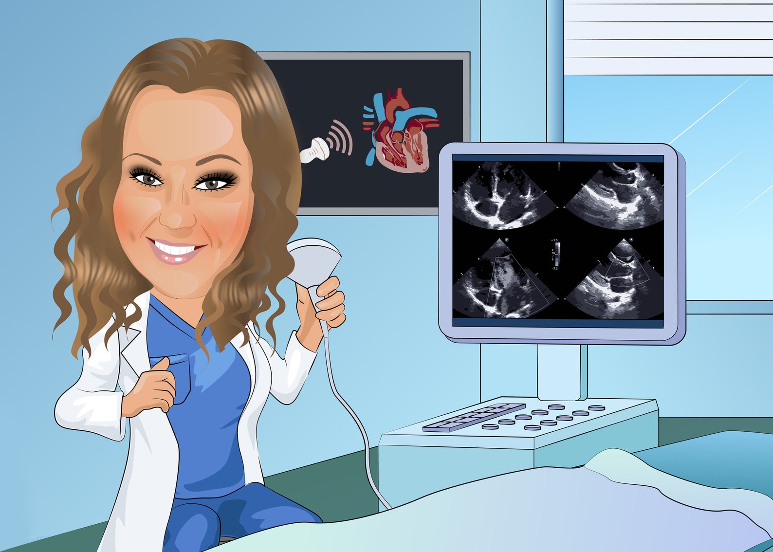 Cardiac Echo Tech Gift - Custom Caricature Portrait From Your Photo ...