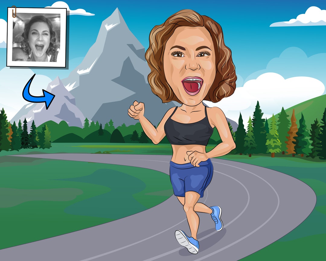 Running Gift - Custom Caricature Portrait From Your Photo / Runner Gift ...