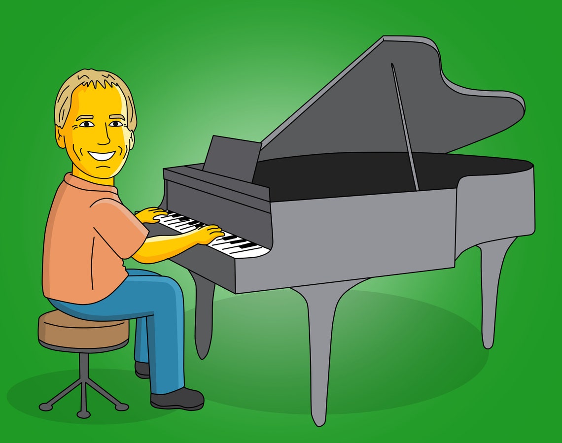 Keyboard Player Gift Portrait as Cartoon Character / | Etsy