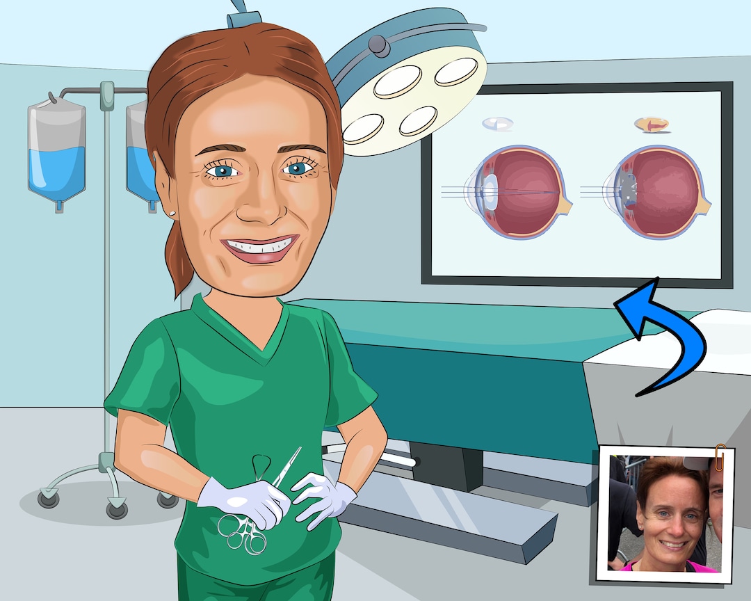 Eye Surgeon Gift - Custom Caricature From Photo, Ophthalmic Surgeon ...
