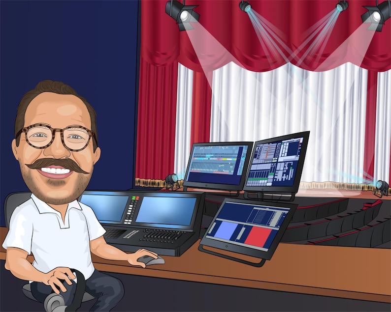 Lighting Tech Gift - Custom Caricature From Photo, Lighting Technician ...