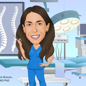Spine Surgeon Gift - Custom Caricature From Photo, Spinal Cord Art ...