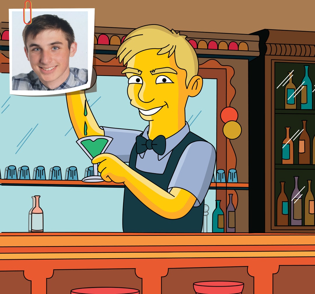 Bartender Gift - Custom Portrait as Yellow Cartoon Character ...