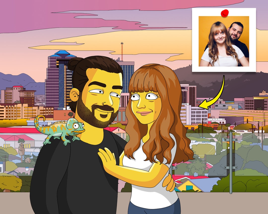 Tucson Gift - Custom Yellow Cartoon, Tucson Art, Tucson Skyline, Tucson ...