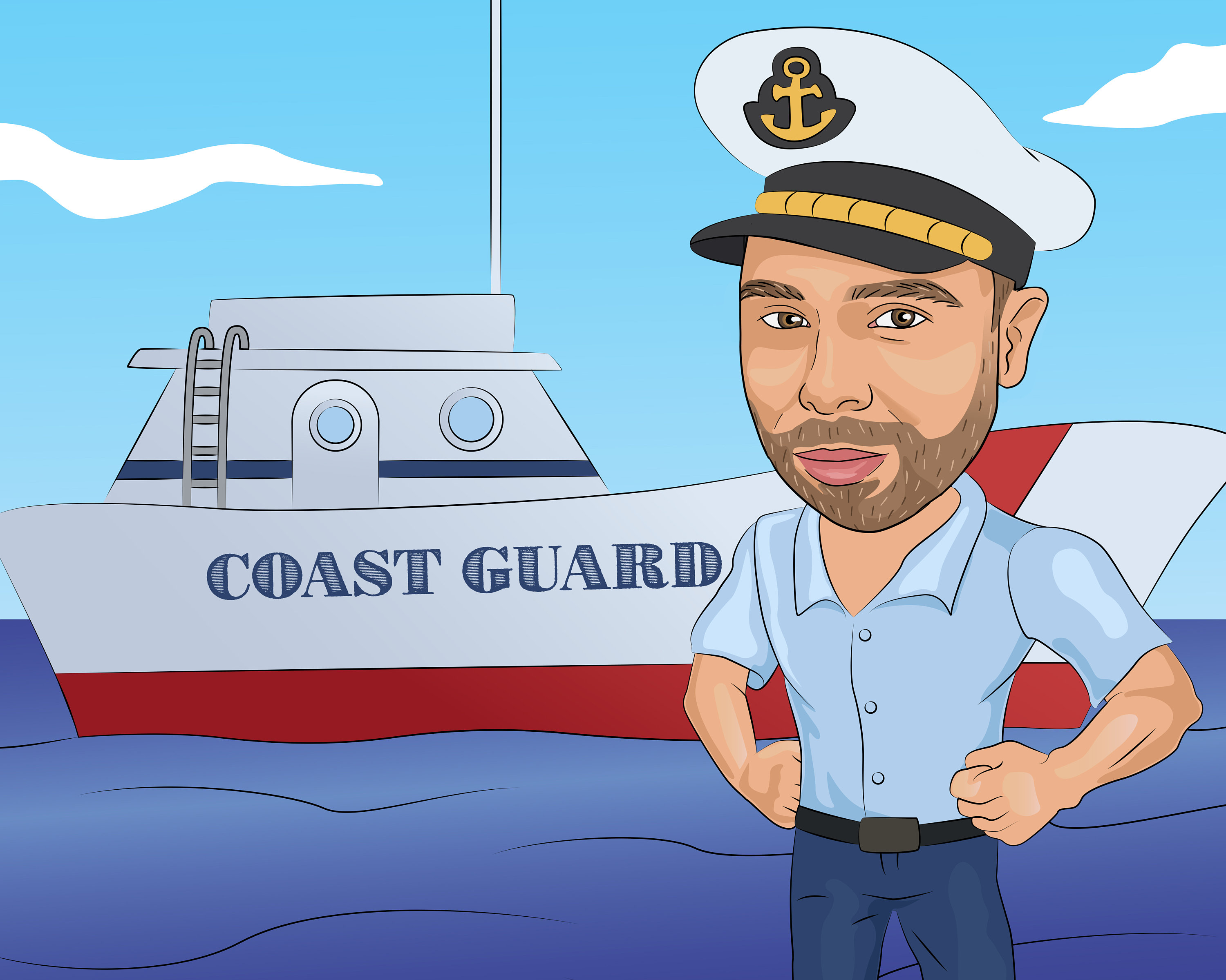 Coast Guard Gift - Custom Caricature Portrait From Your Photo / USCG ...