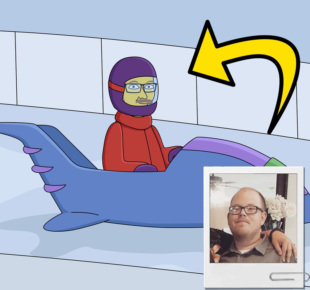 Bobsleigh Gift Custom Portrait From Photo as Yellow Character / Bobsled ...