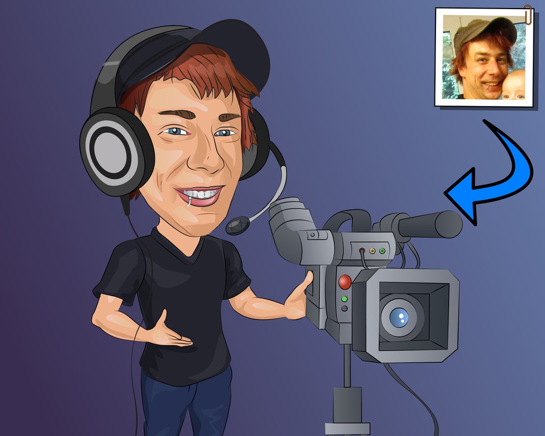 Camera Operator Gift - Custom Caricature From Photo, Cameraman Gift ...