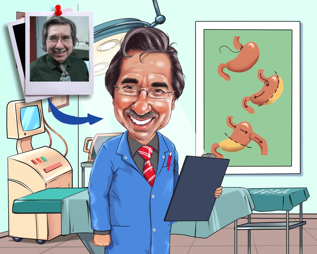 Bariatric Surgeon Gift - Custom Caricature From Photo, Bariatric Sleeve ...