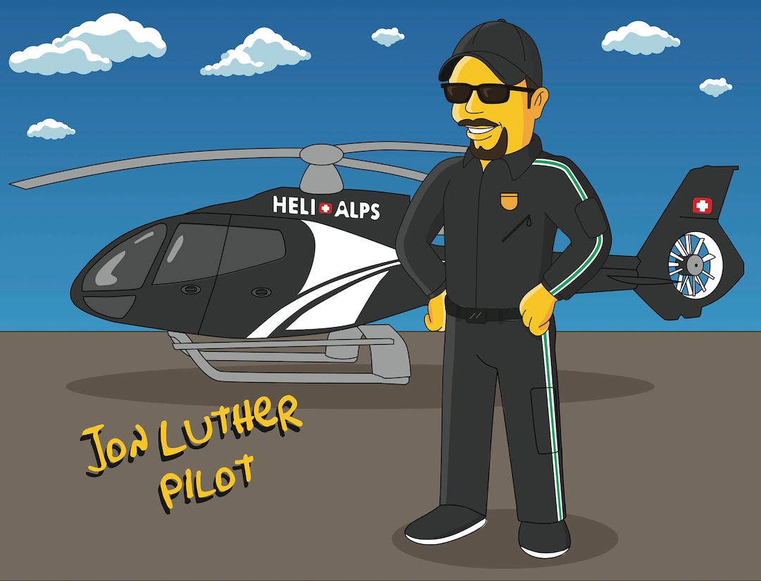 Helicopter Pilot Gift - Custom Portrait From Photo as Yellow Character ...