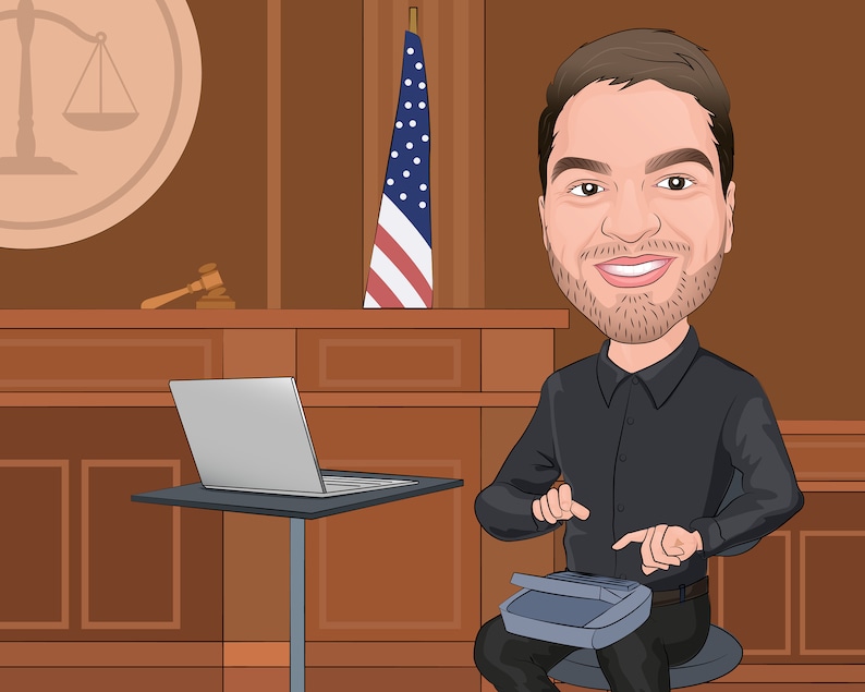 Court Reporter Gift - Custom Caricature Portrait From Your Photo - Etsy