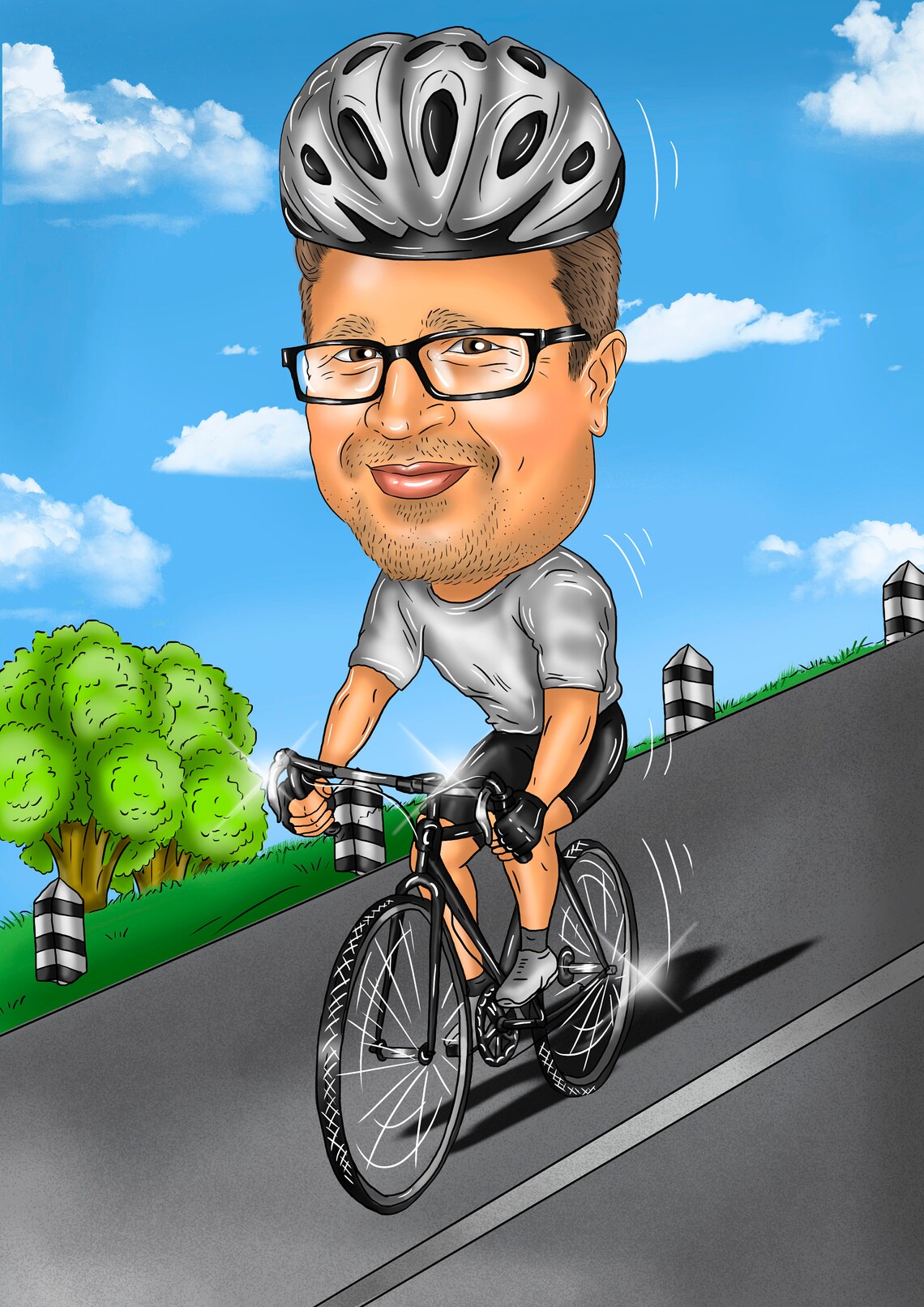 Radfahrer Geschenk Portrait Karikatur vom Foto / Geschenk für - Etsy.de