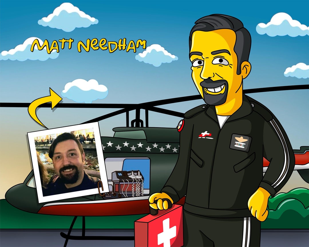 Flight Medic Gift - Custom Portrait From Photo as Yellow Character ...