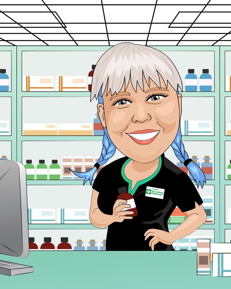 Pharmacy Tech Gift - Custom Caricature From Photo, Pharmacy Gift, Pharm ...