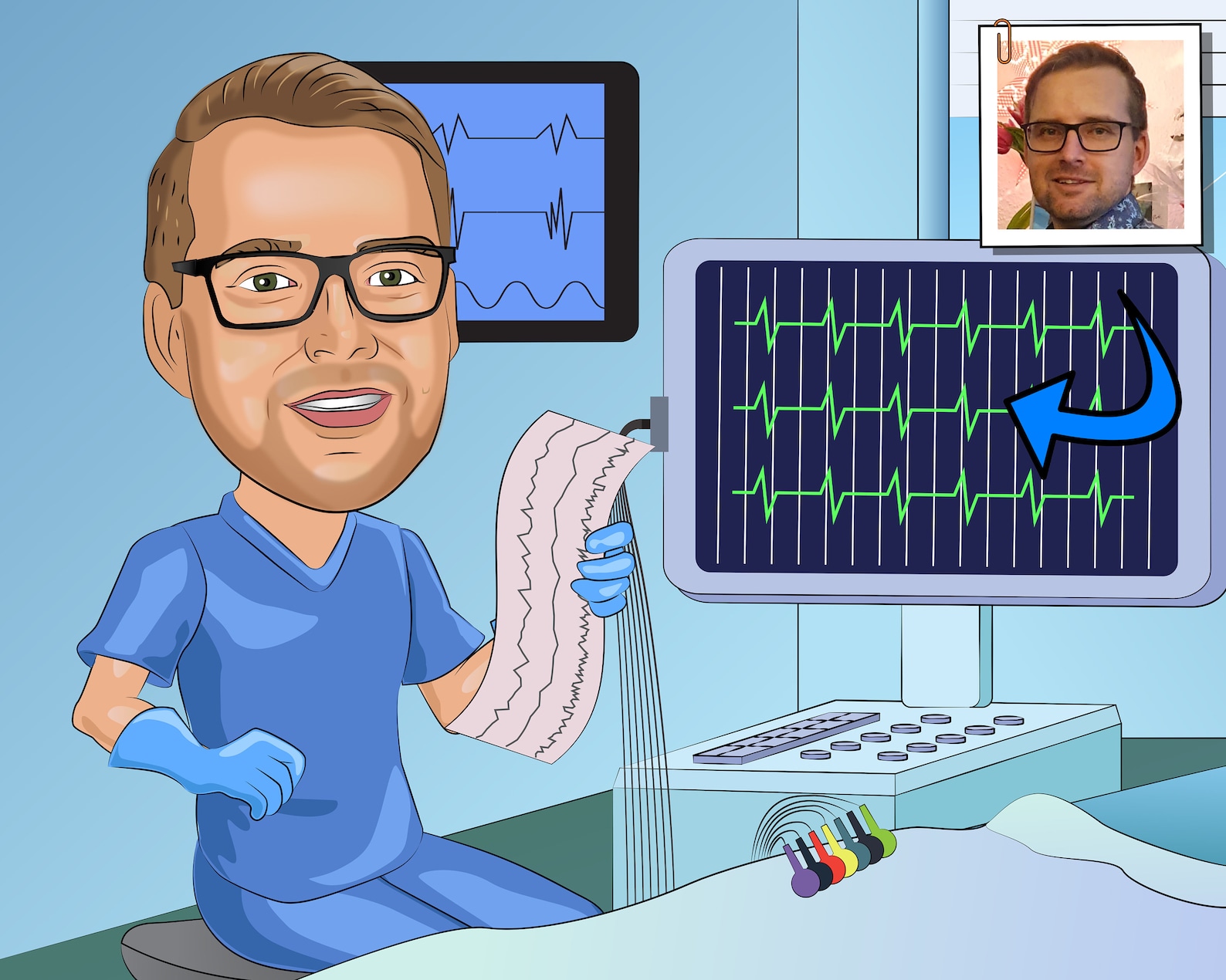 ECG Tech Gift - Custom Caricature From Photo, EKG, Ekg Tech, Cardiac ...