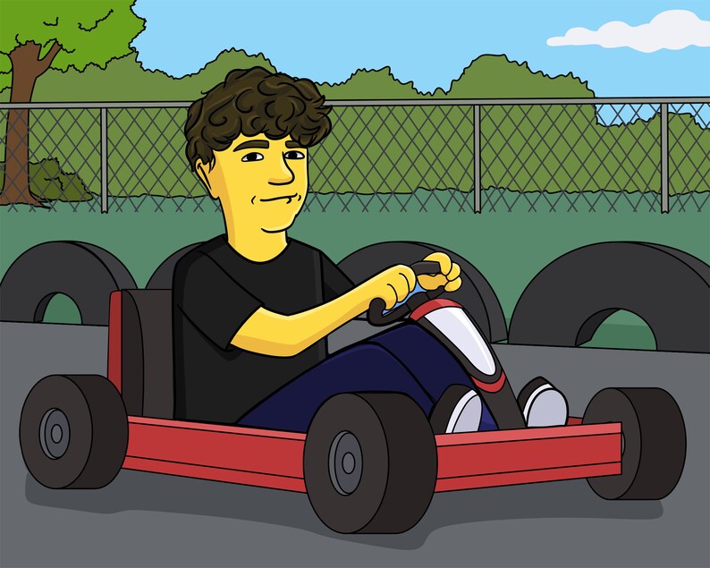 Go Kart Lover Gift - Custom Portrait From Photo as Yellow Character ...