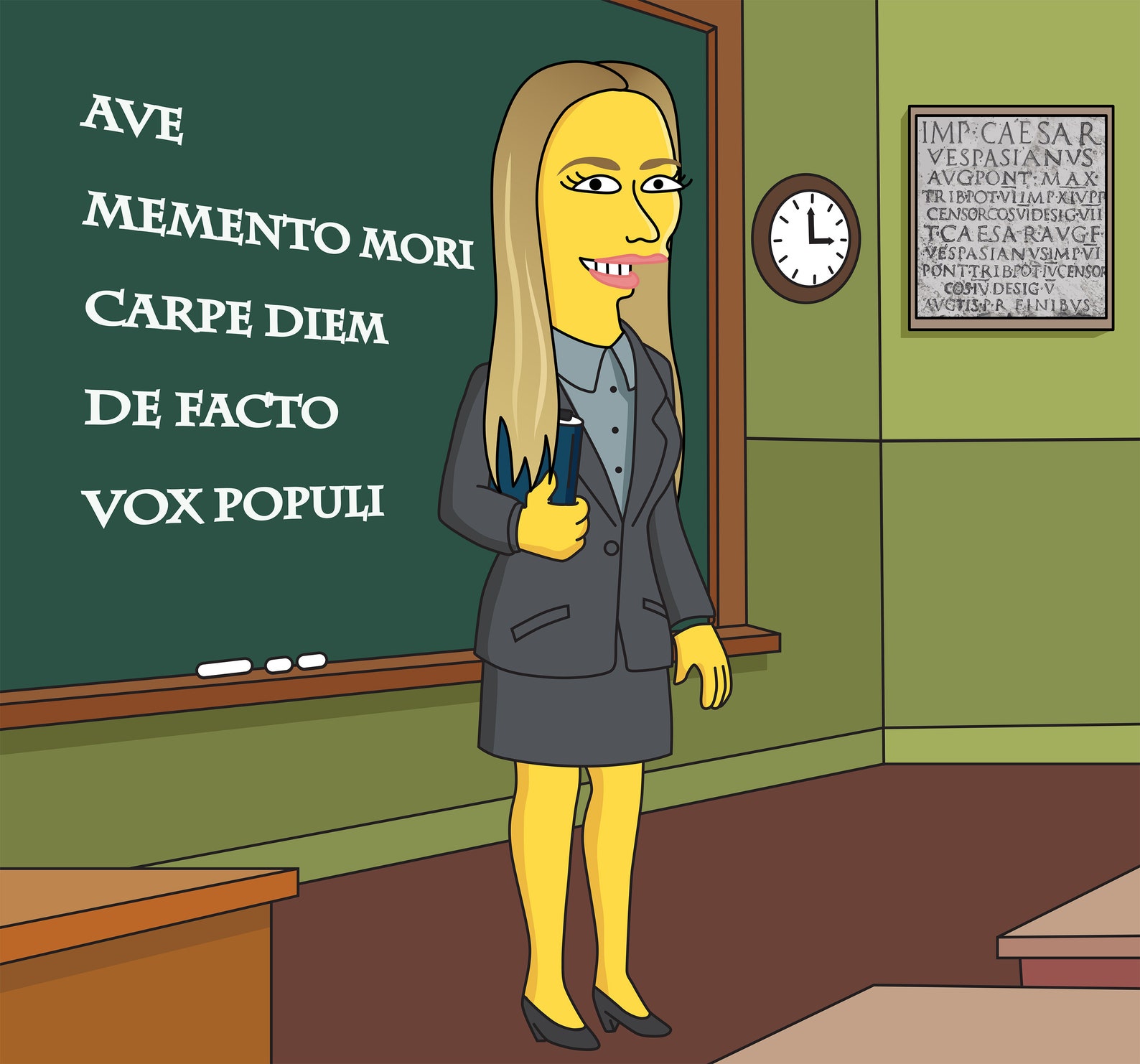 Latin Teacher Gift Custom Portrait as Yellow Cartoon - Etsy