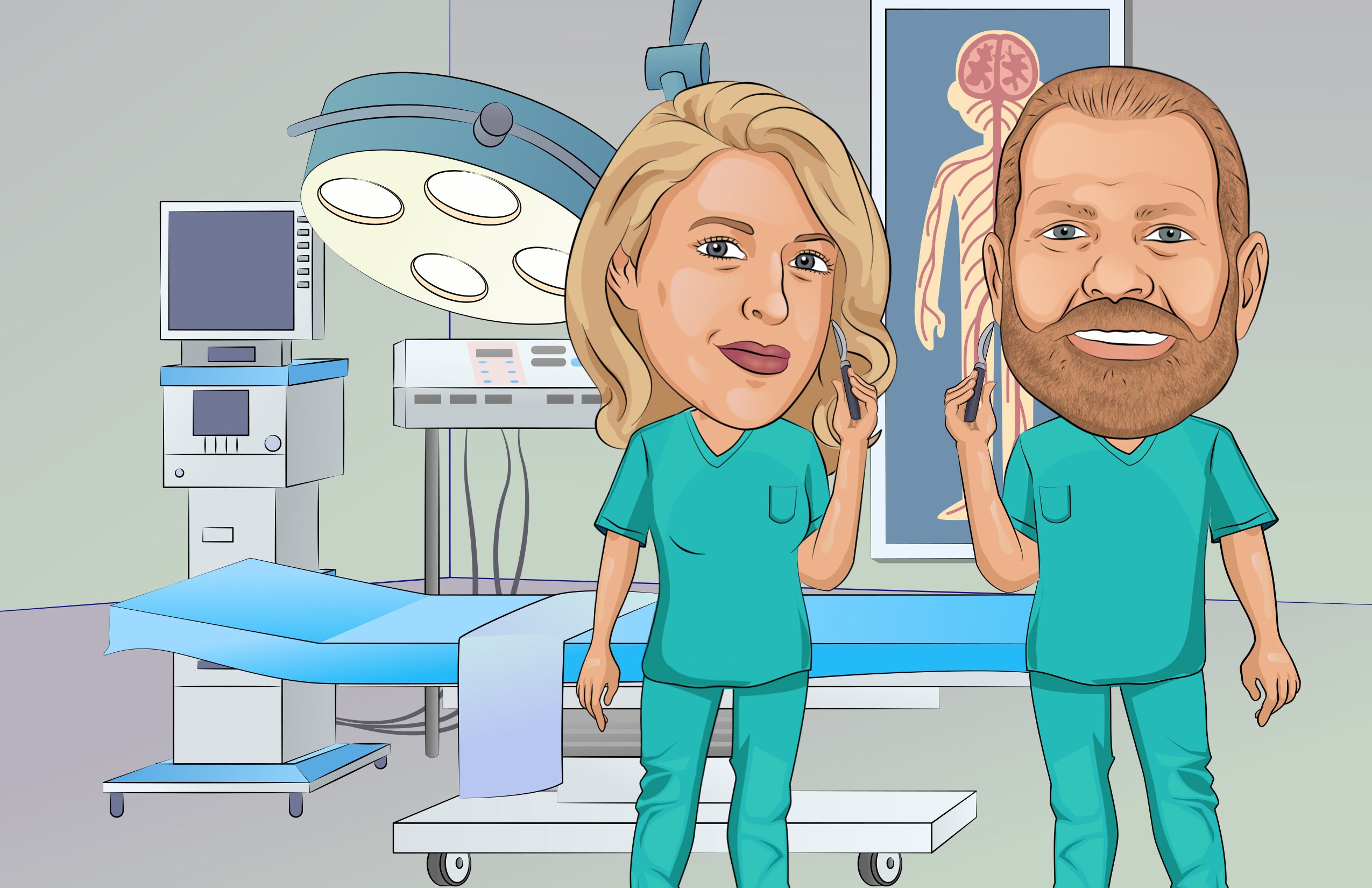 Neurosurgeon Gift - Custom Caricature Portrait From Your Photo ...