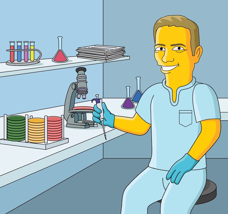 Lab Tech Gift - Custom Cartoon Portrait / Lab Technician Gift ...