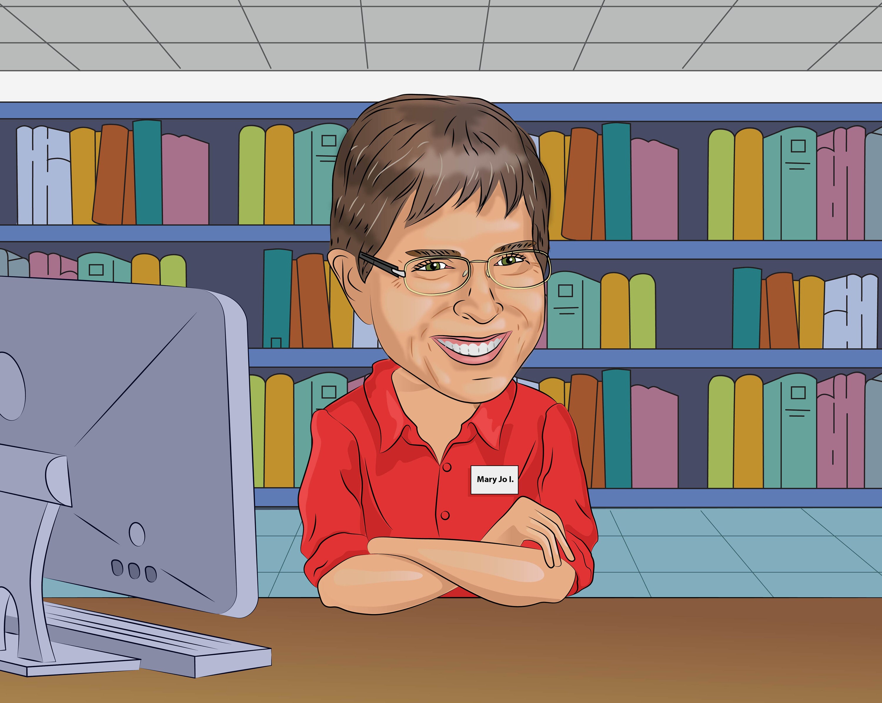 Librarian Gift Custom Caricature Portrait From Your Photo / - Etsy