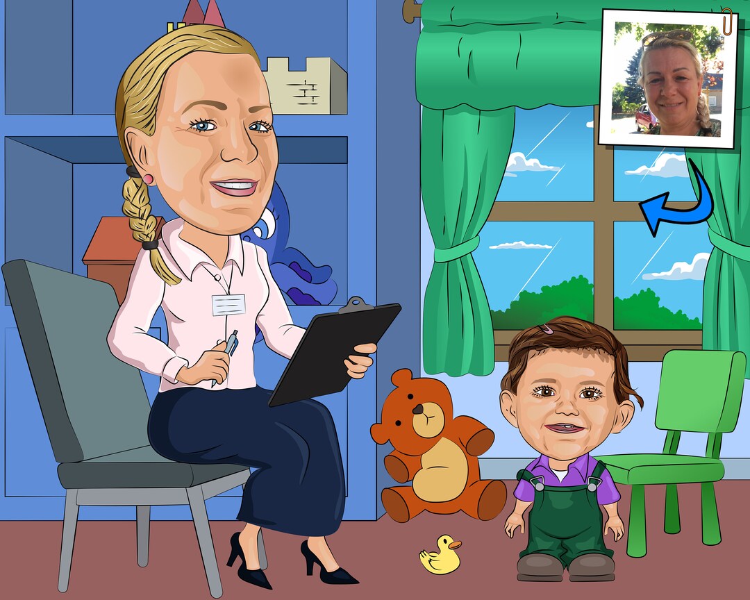 Caseworker Gift - Custom Caricature From Photo, Social Worker Gift, Msw ...