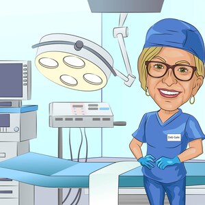 Operating Room Nurse Gift - Custom Caricature From Your Photo, Surgery ...