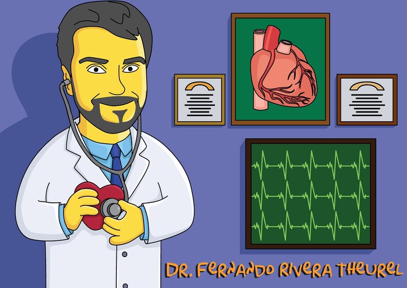 Heart Surgeon Gift - Custom Portrait From Photo as Yellow Cartoon ...
