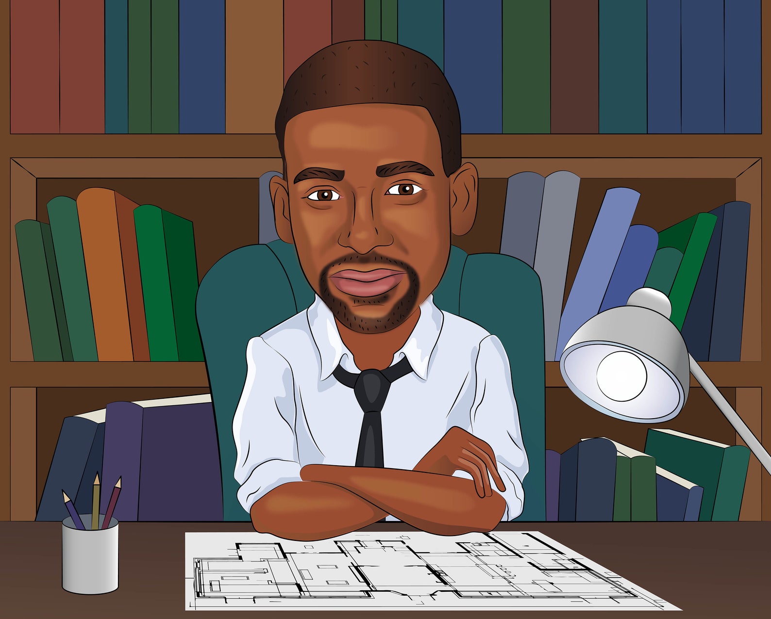 Architect Gift - Custom Caricature Portrait From Your Photo ...