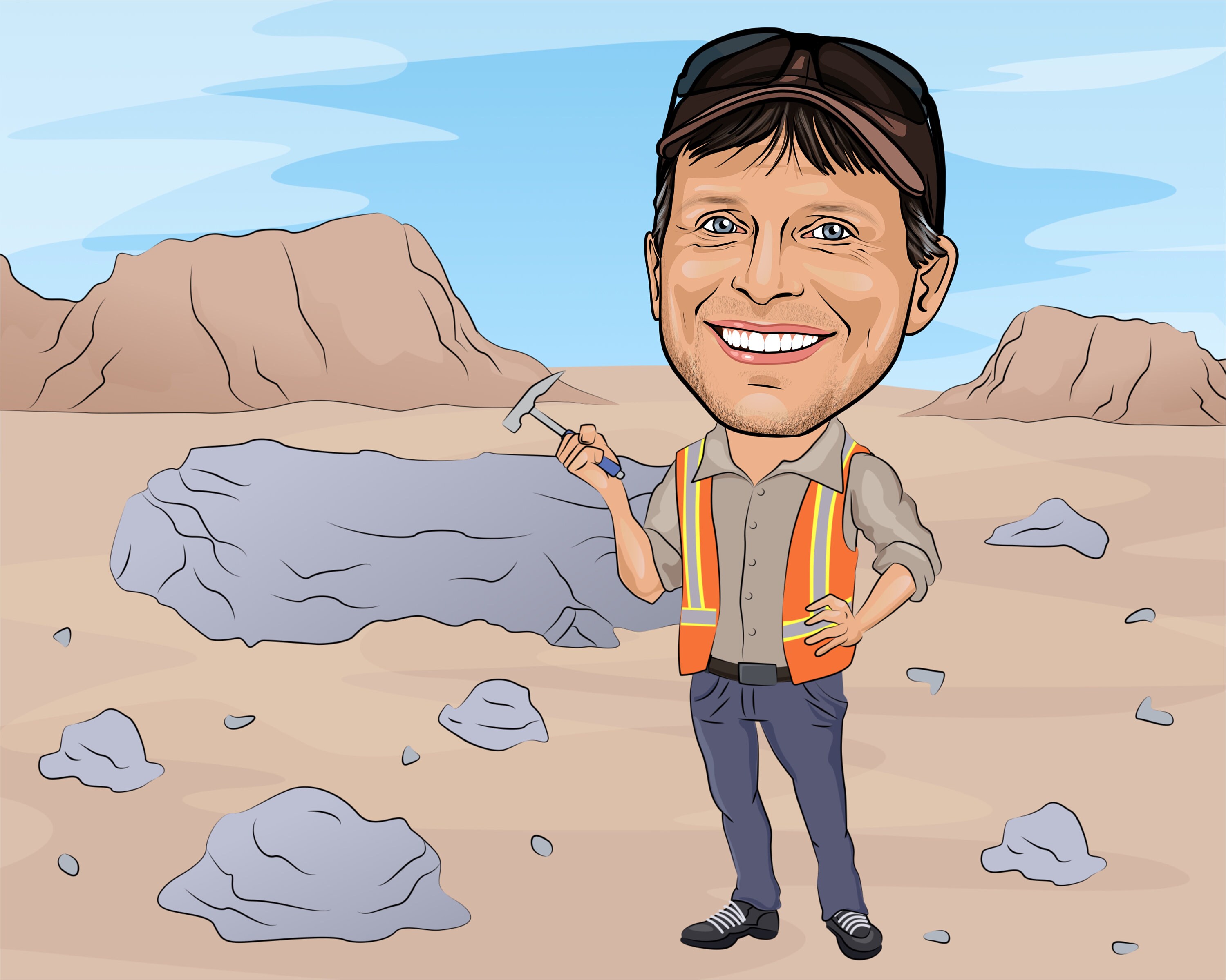Geologist Gift - Custom Caricature Portrait From Your Photo / Earth ...