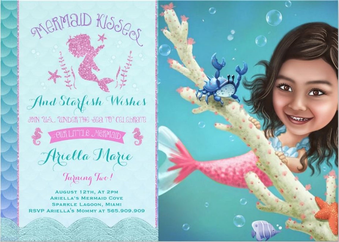 Mermaid Invitation Custom Mermaid Birthday Invitation Card - Etsy