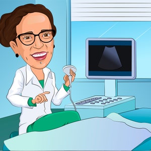 Sonographer Gift - Custom Caricature Portrait From Your Photo ...
