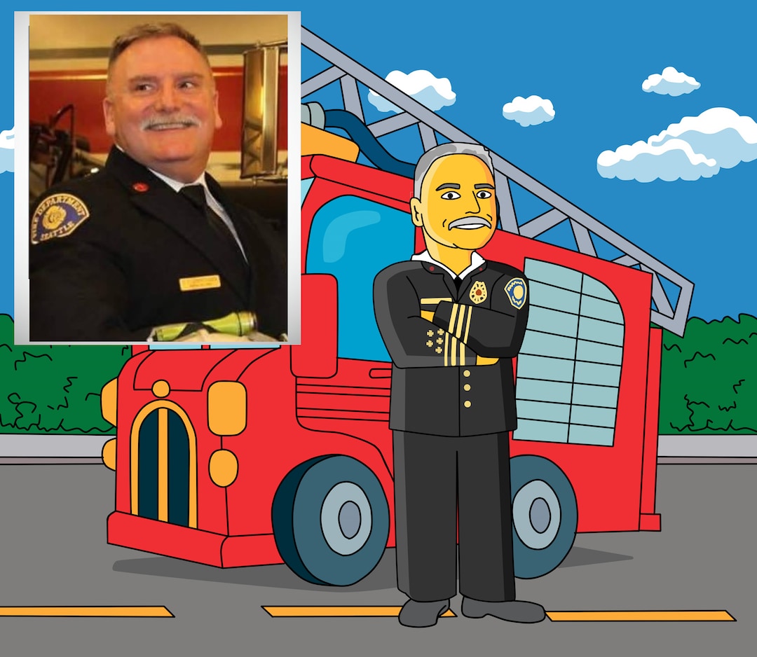 Fire Chief Gift - Custom Portrait as Yellow Cartoon Character, Fire ...