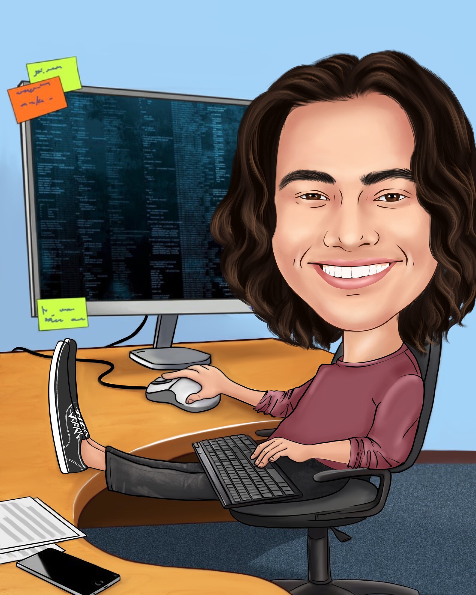 Programmer Gift - Caricature Portrait From Photo / Gift for Coder ...