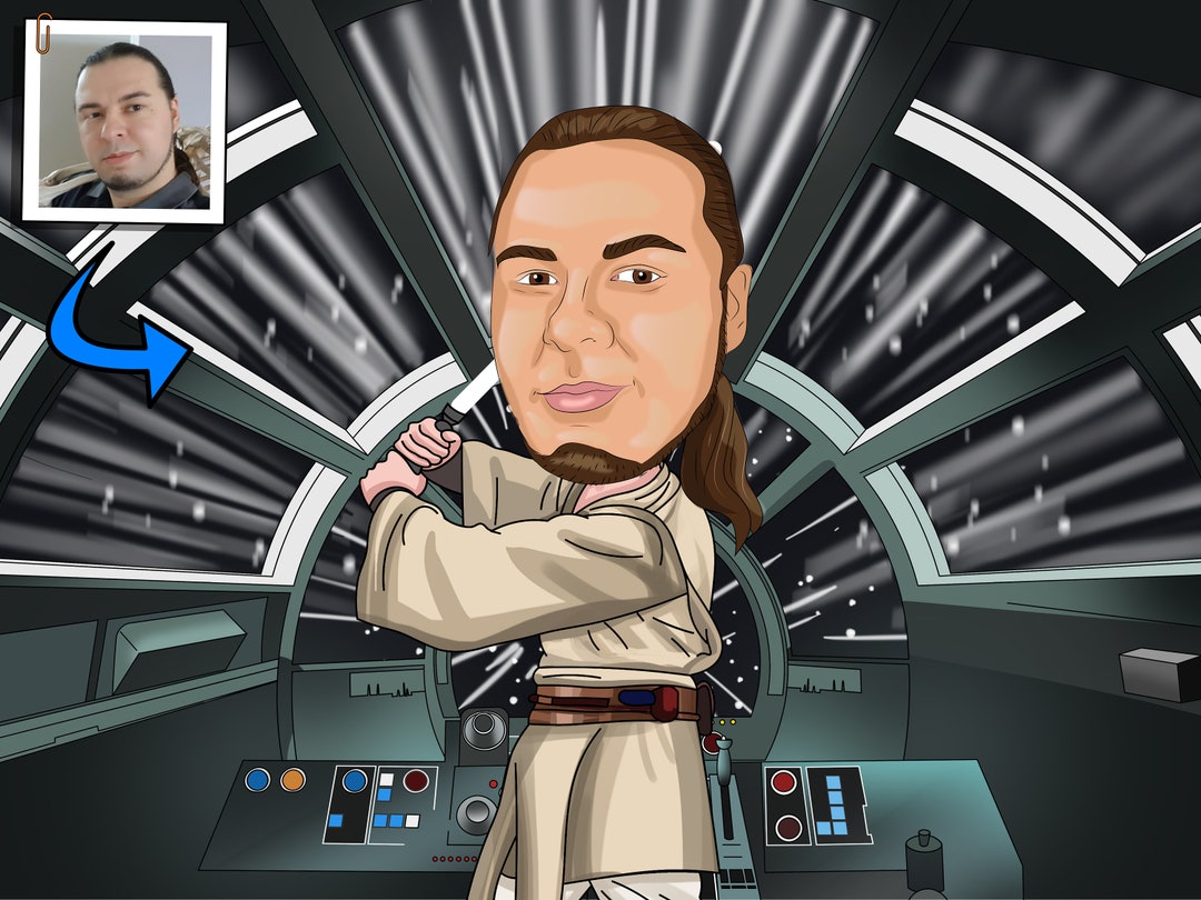Luke Skywalker Cartoon Portrait From Your Photo, Anakin Skywalker - Etsy