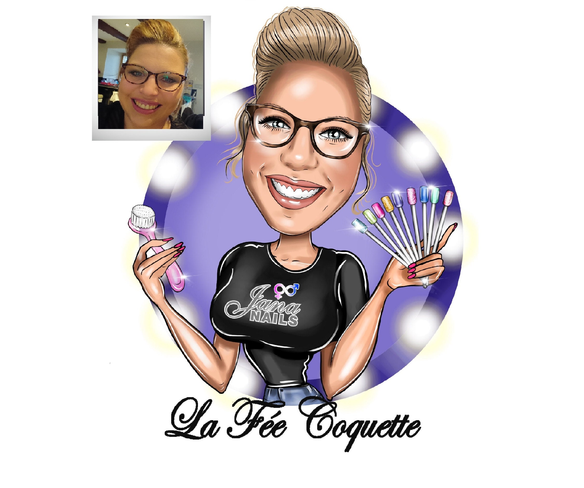 Nail Technician Logo Design - Custom Cartoon Portrait for Your Business ...