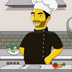 Chef Gift Custom Portrait as Yellow Character / Custom Chef - Etsy