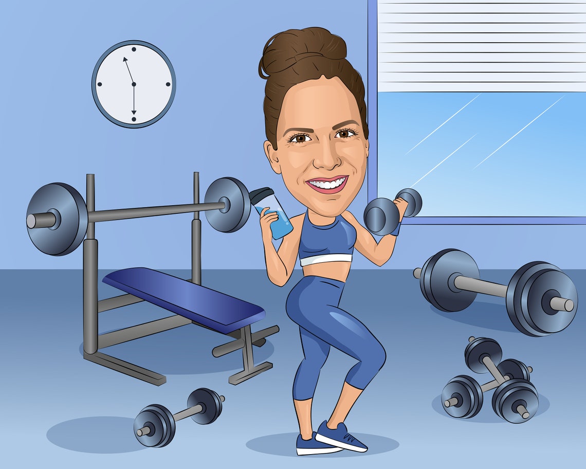 Personal Trainer Gift Custom Caricature Portrait From Your | Etsy